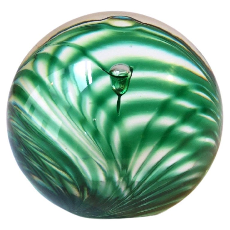 Emerald Green Art Glass Ball Sphere Paperweight Decorative Object For ...