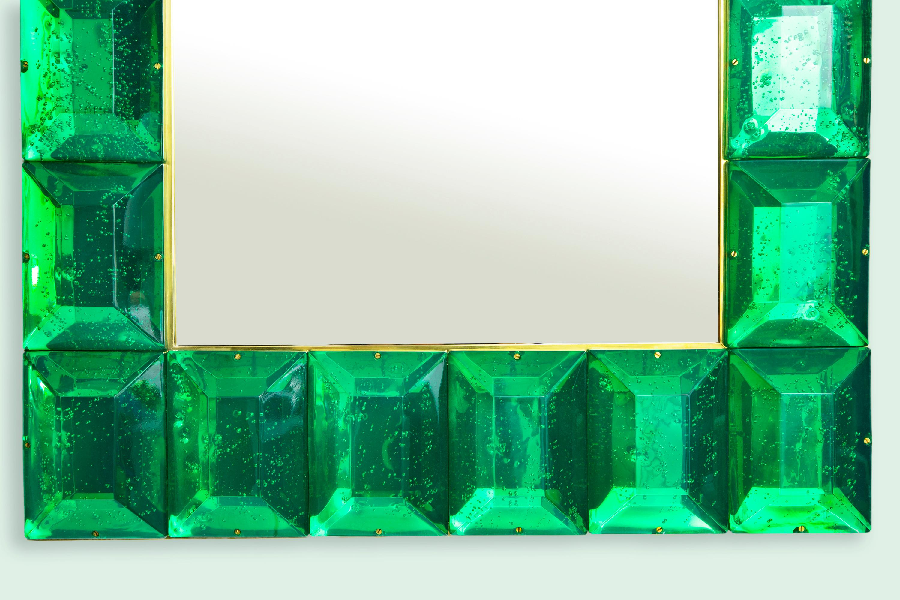 Emerald Green Diamond Murano Glass Mirror, in Stock For Sale at 1stDibs ...