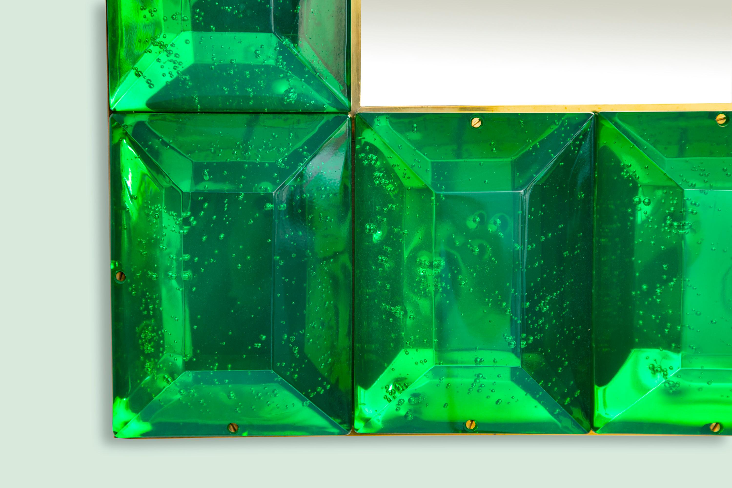 Emerald Green Diamond Murano Glass Mirror, in Stock For Sale at 1stDibs ...
