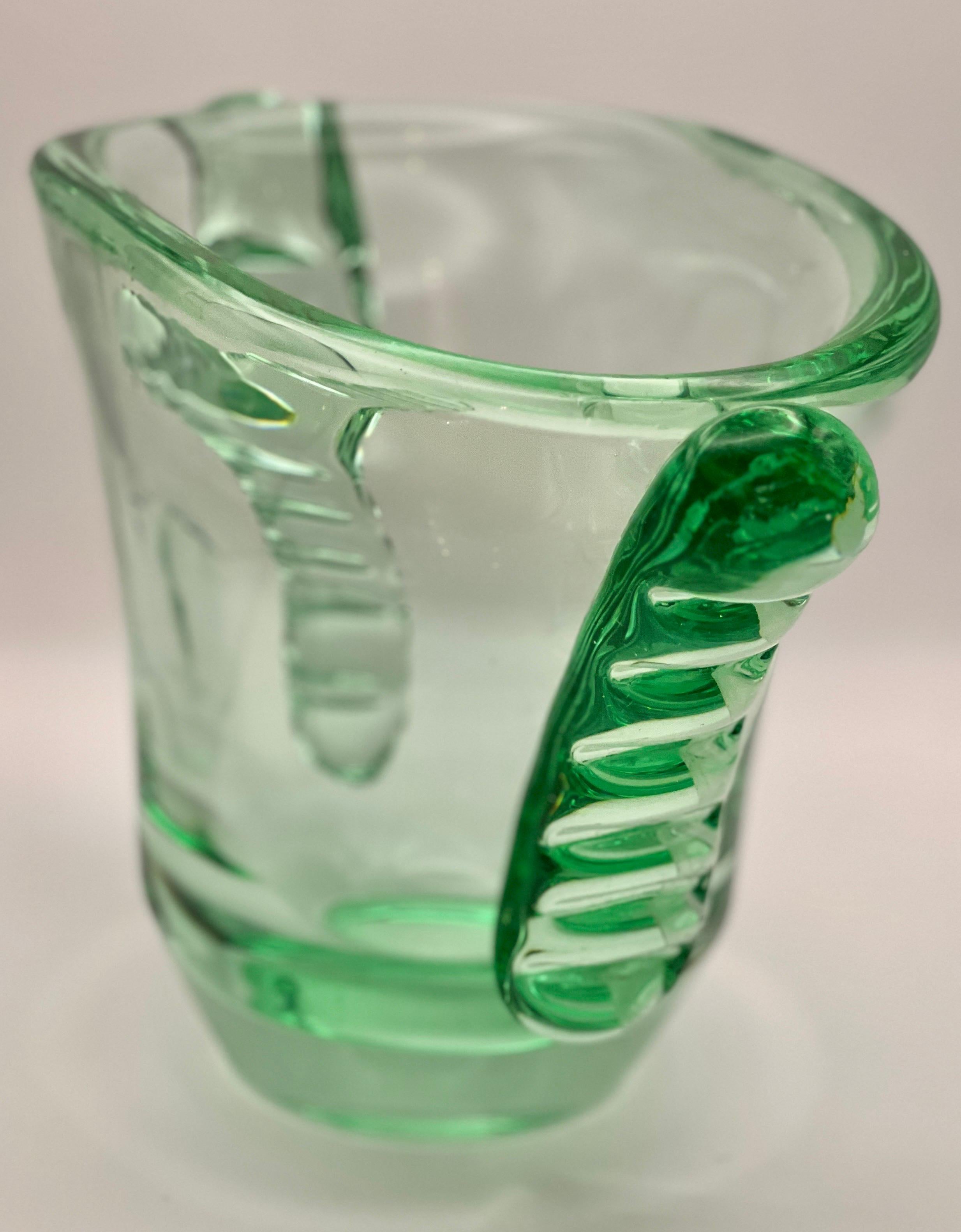 Emerald green heavy glass vase by Daum Nancy, France 1940ies For Sale ...