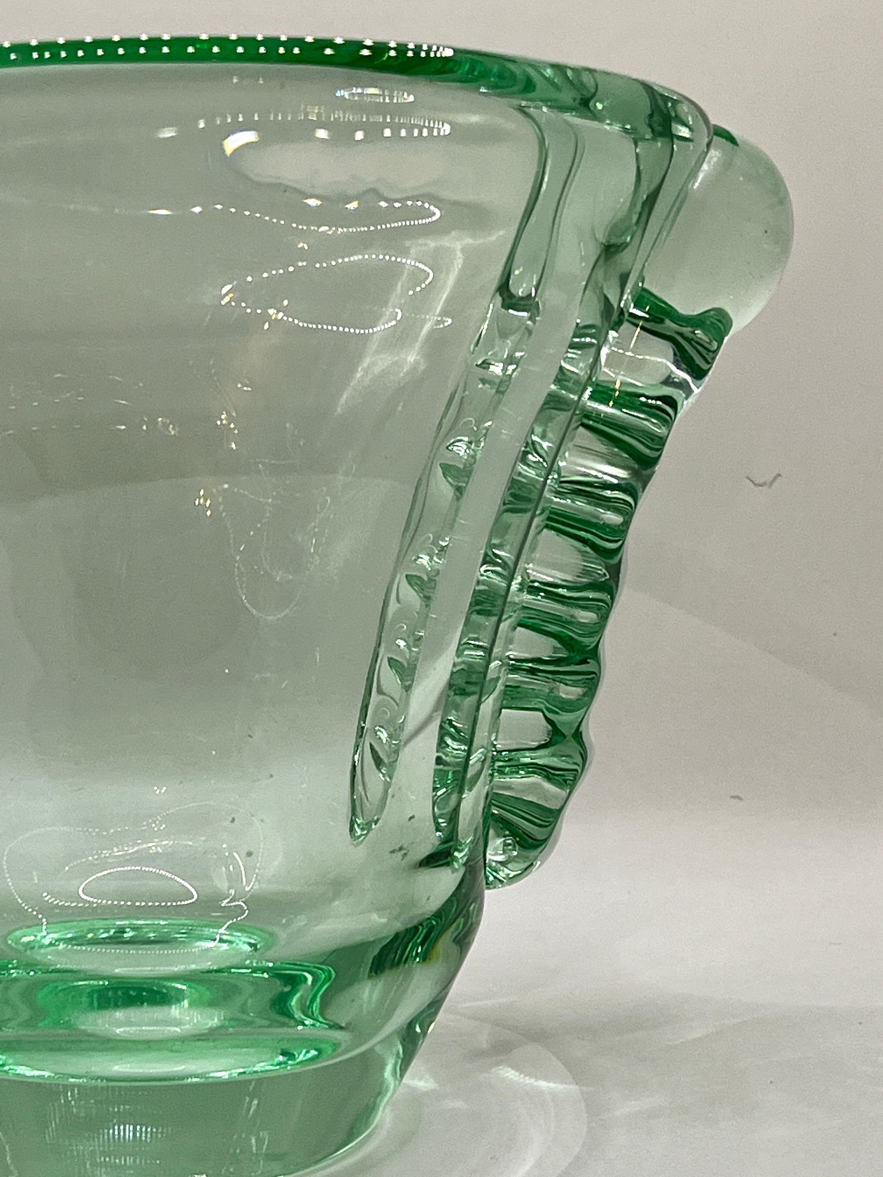 Emerald green heavy glass vase by Daum Nancy, France 1940ies For Sale ...