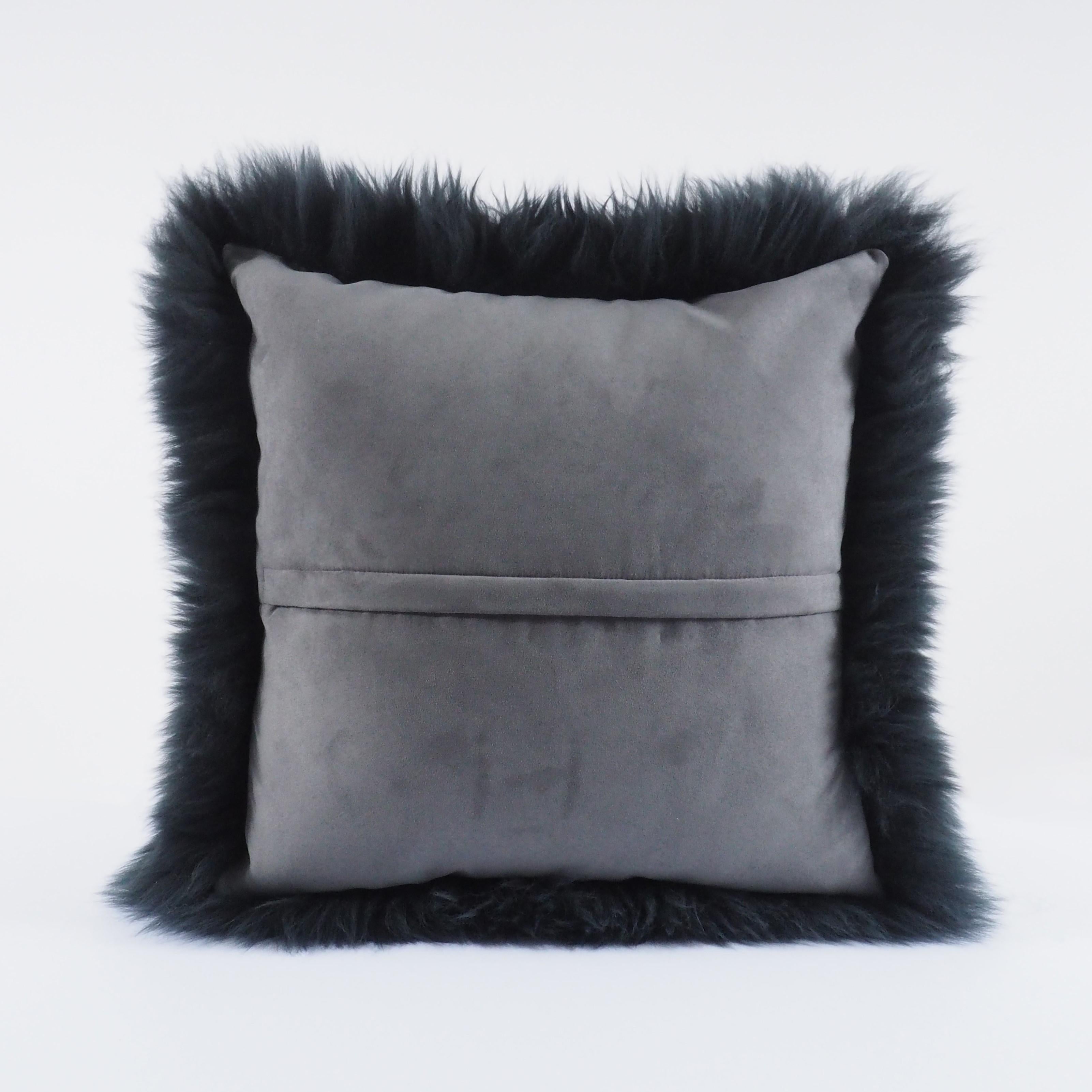 Emerald Green Matching Shearling Sheepskin Pillow Soft Cushion by Muchi ...
