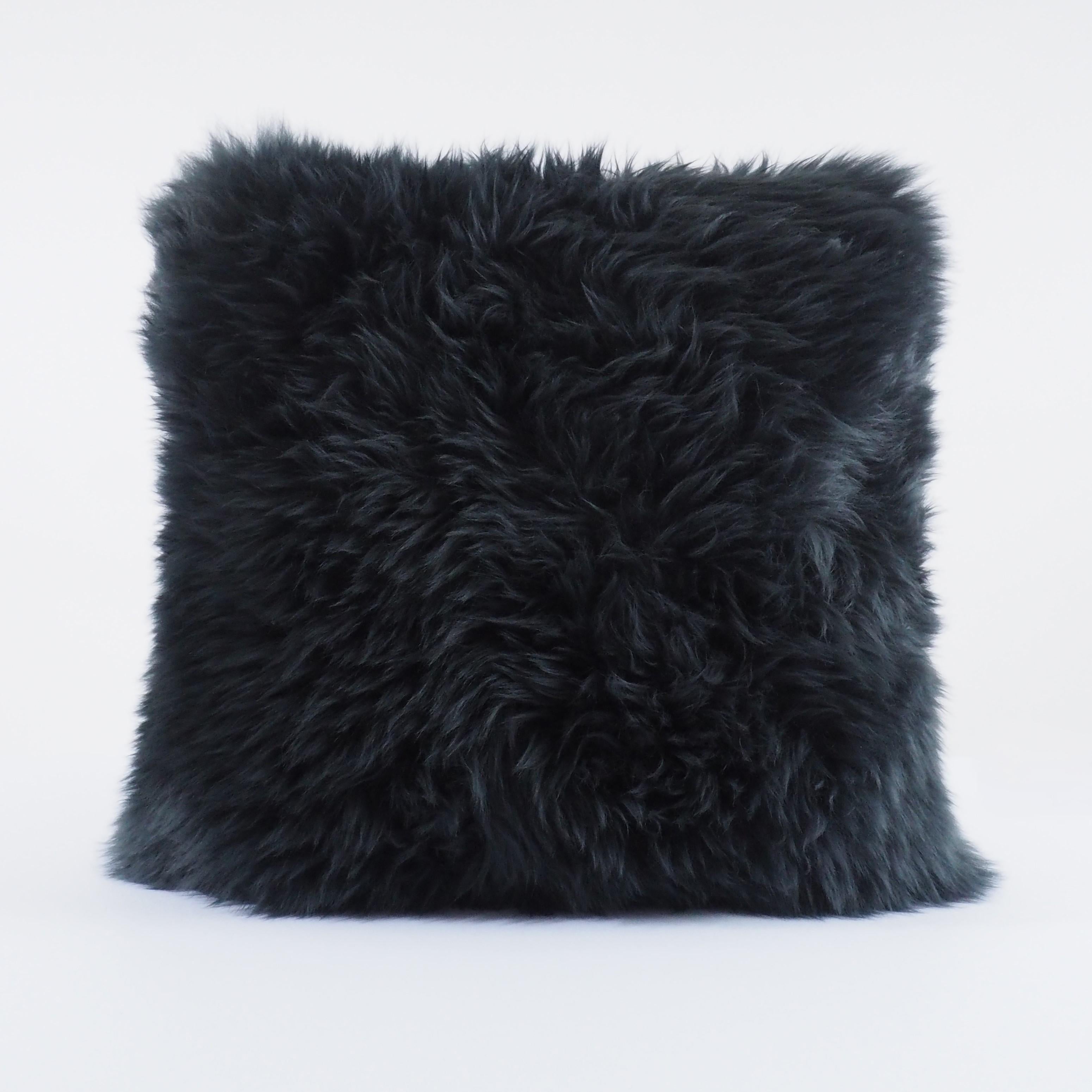 Emerald Green Matching Shearling Sheepskin Pillow Soft Cushion by Muchi ...