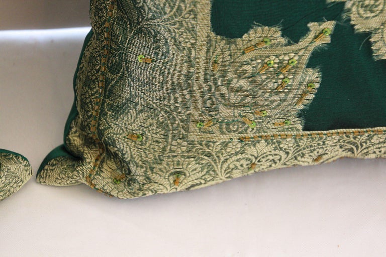 Emerald Green Moorish Throw Pillows Embellished with Sequins and Beads ...