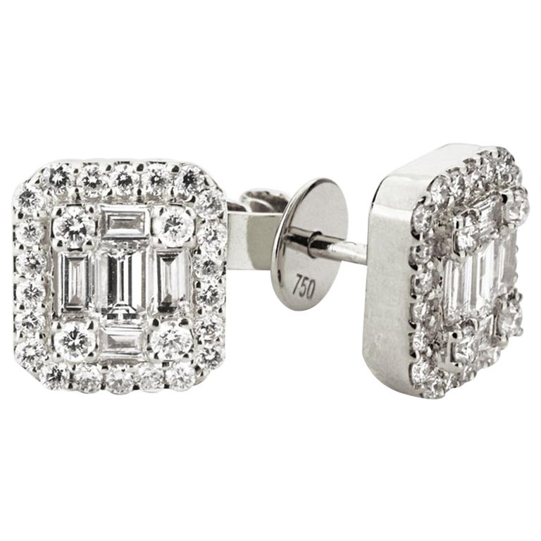 Emerald Illusion Earrings with a Halo For Sale at 1stDibs