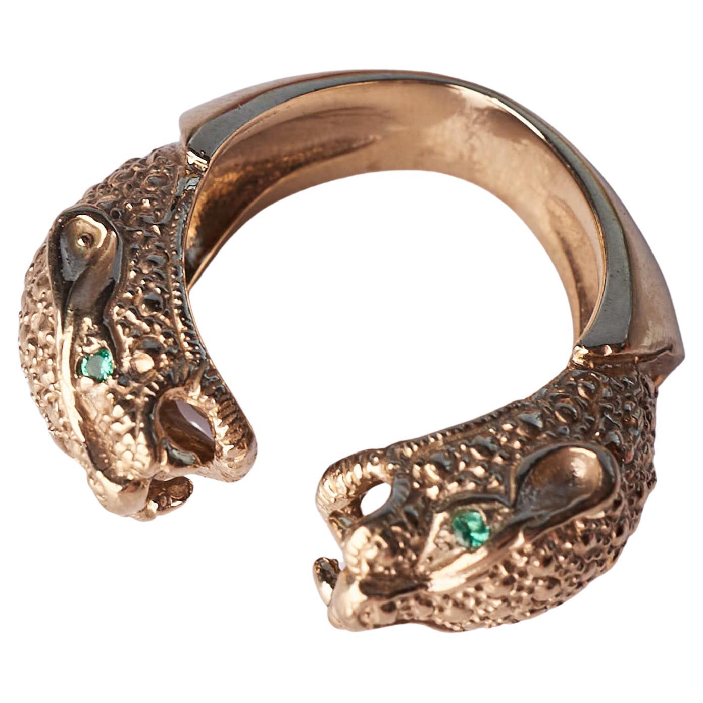 Ruby Jaguar Ring Bronze Animal J Dauphin For Sale at 1stDibs