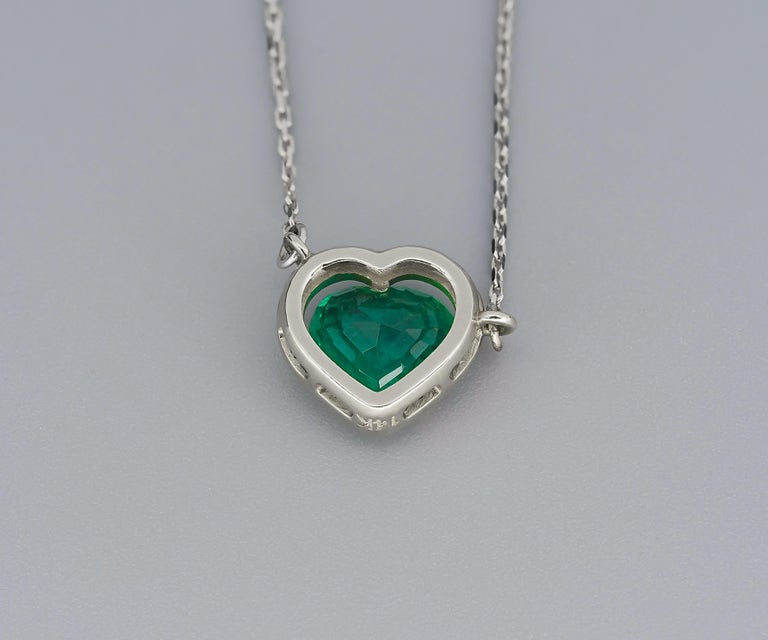 Emerald Necklace Pendant in 14 Karat Gold, Emerald Heart Pendant For ...