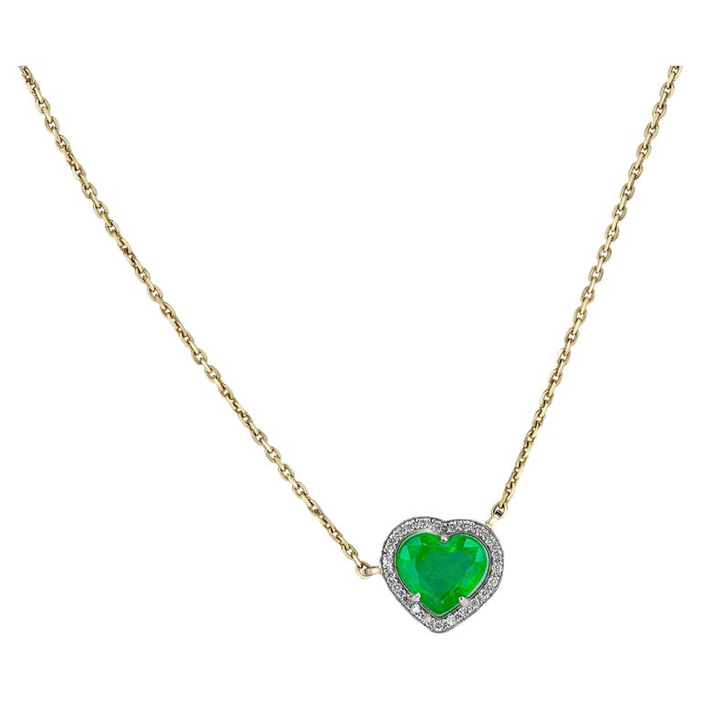 Emerald Necklace Pendant in 14 Karat Gold, Emerald Heart Pendant For ...