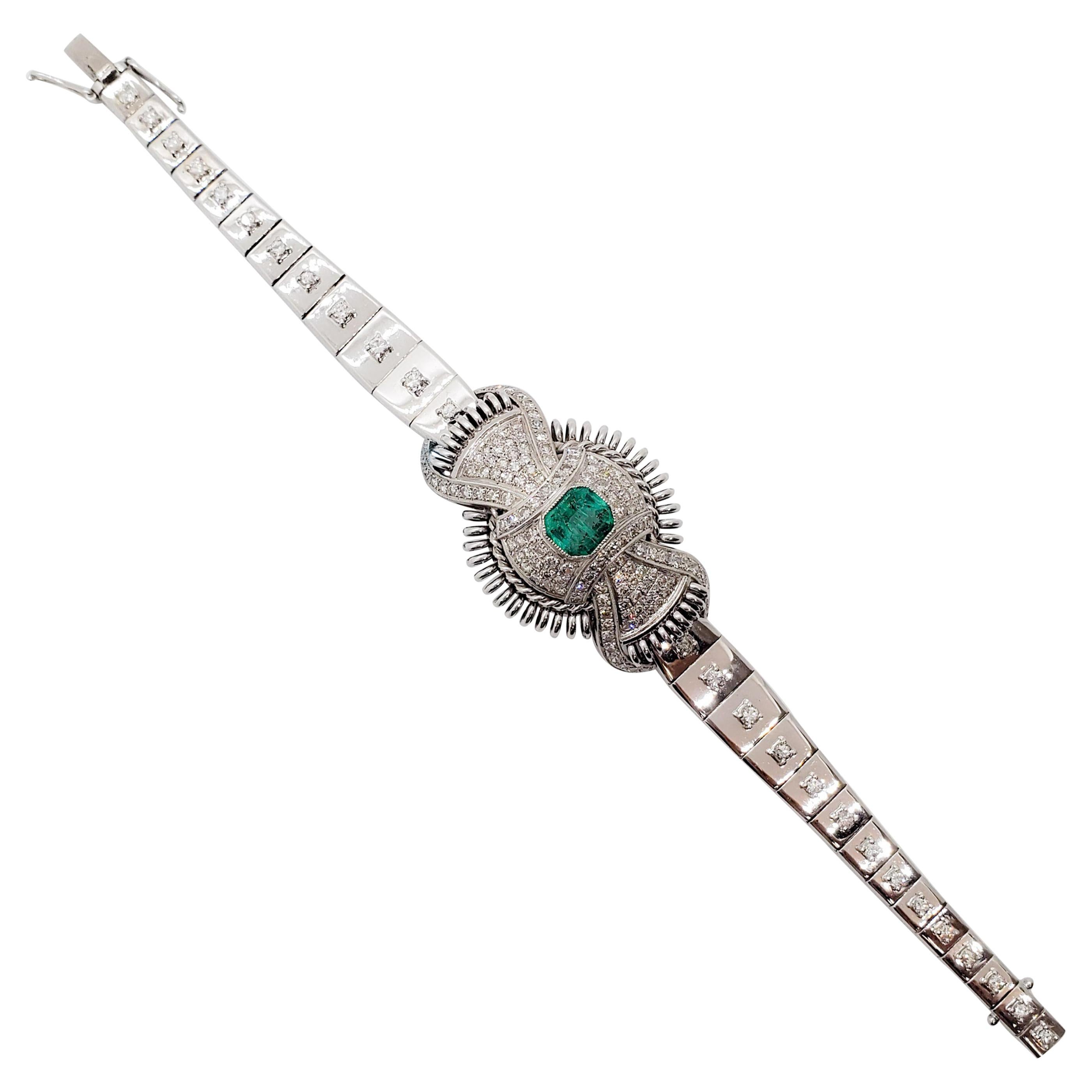 White Diamond Round Floral Design Bracelet in 18 Karat White Gold For ...