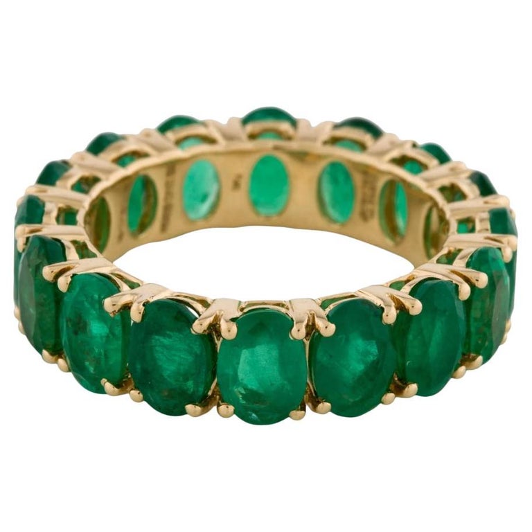 Emerald Oval Eternity Ring in 14K Gold For Sale at 1stDibs