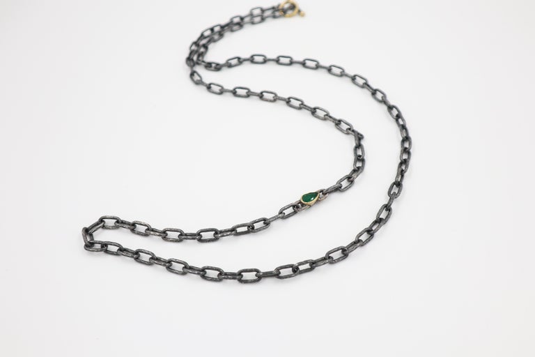Emerald Oxidized Silver 24k Micron Plated Chainmail Necklace For Sale ...