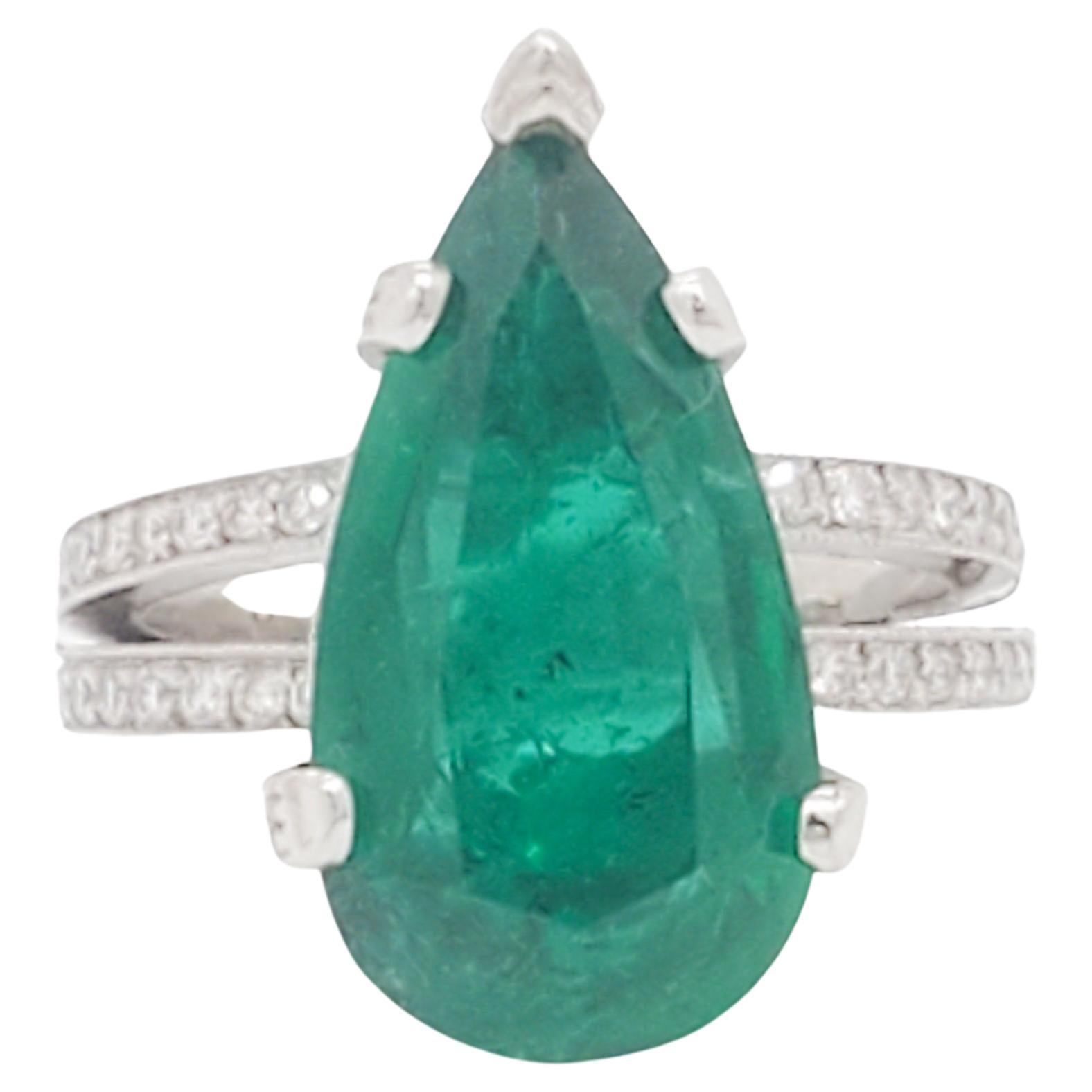 Tanzanite and Pear Shaped Diamond Platinum Cocktail Ring at 1stDibs ...