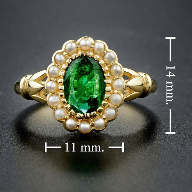 Emerald Pearl Cocktail Ring at 1stDibs