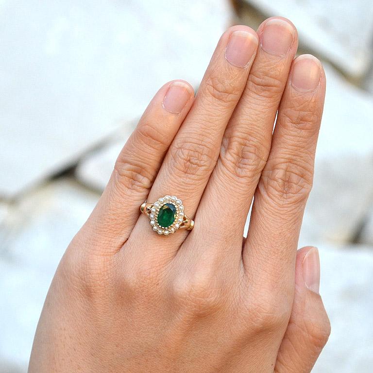 Emerald Pearl Cocktail Ring at 1stDibs