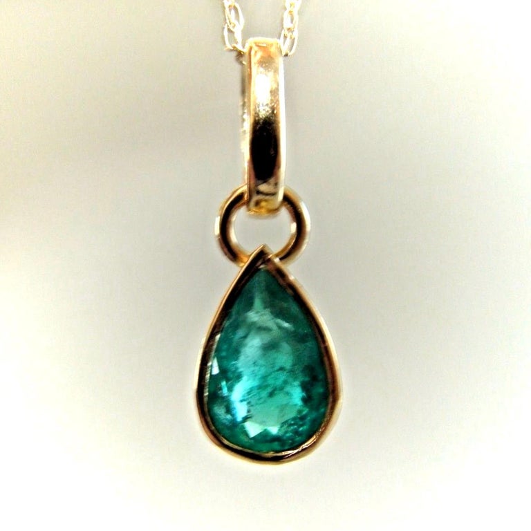 Emerald Pendant Charm 18 Karat Yellow Gold at 1stDibs