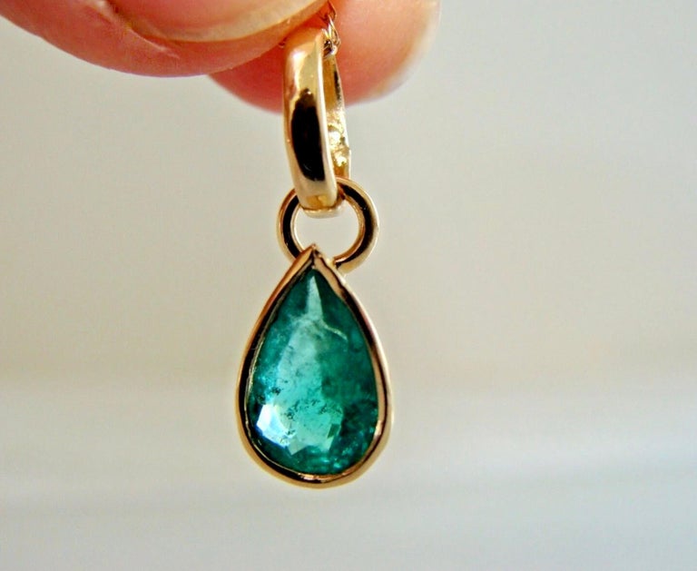 Emerald Pendant Charm 18 Karat Yellow Gold For Sale at 1stdibs
