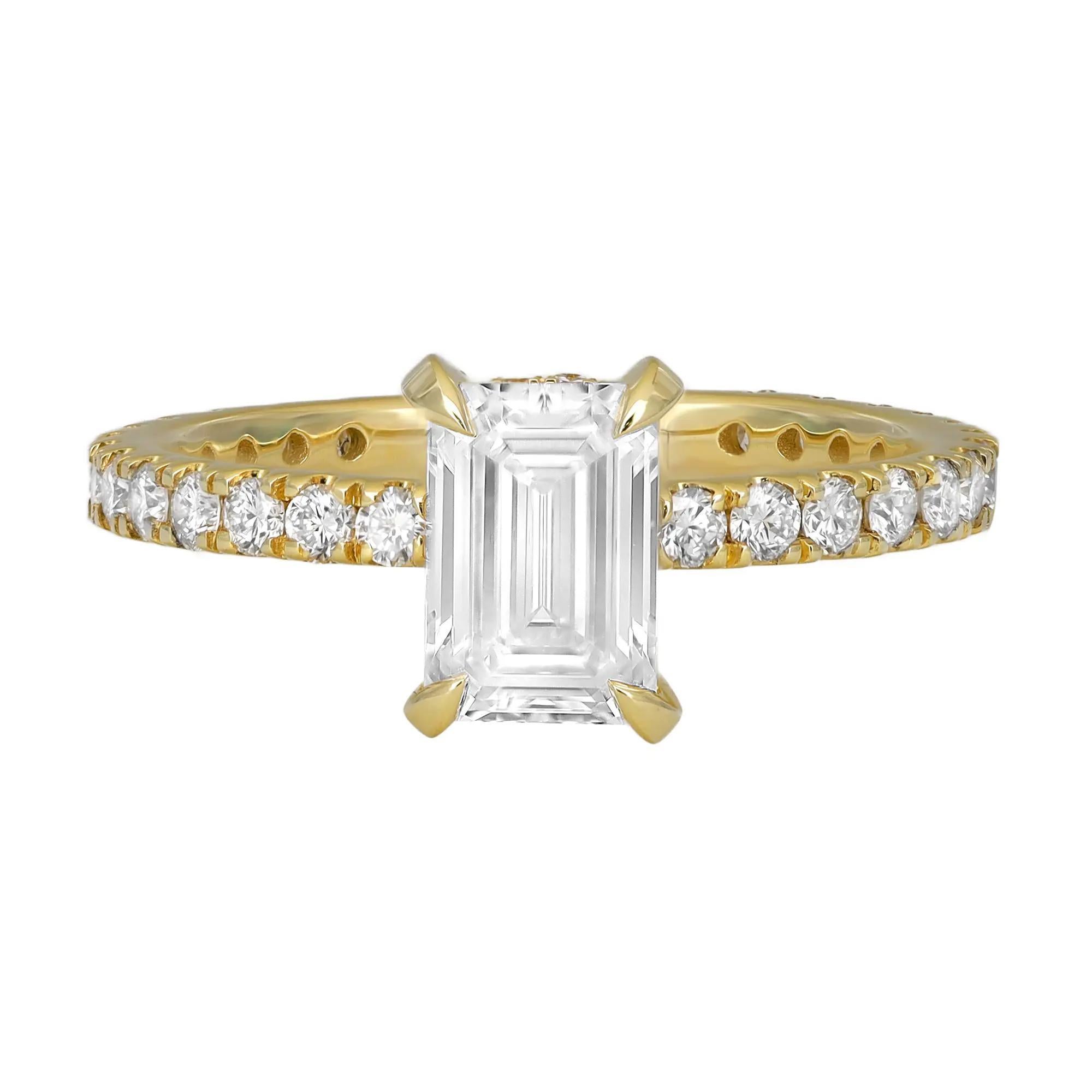 Emerald and Trapezoid Cut Lab Grown Diamond Engagement Ring Platinum 1 ...