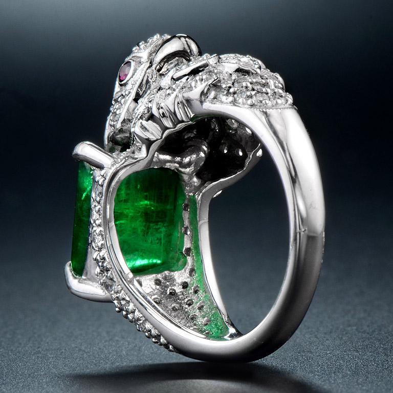 Emerald Ruby Diamond Bird Cocktail Ring at 1stDibs | bird diamond ring ...