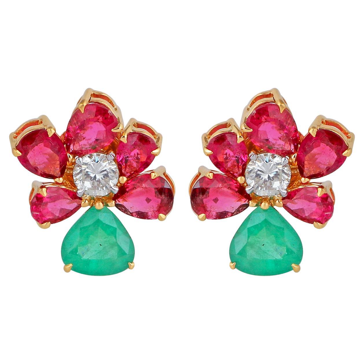 Sacchi Universe Heart Ruby and Diamonds Gemstones 18 Karat Yellow Gold ...