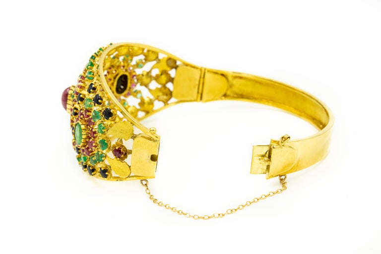 Emerald Ruby Sapphire Diamond Gold Suite Bangle Bracelet Earrings and ...