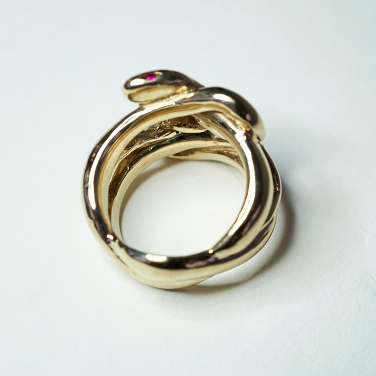 Emerald Ruby Snake Ring Victorian Style Bronze Cocktail J Dauphin For ...