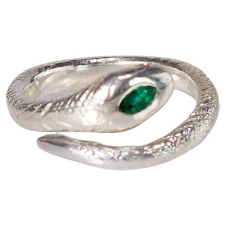 Emerald Ruby Snake Ring Silver Cocktail Style Sterling J Dauphin For ...