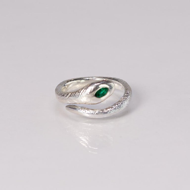 Emerald Ruby Snake Ring Silver Cocktail Style Animal J Dauphin For Sale ...