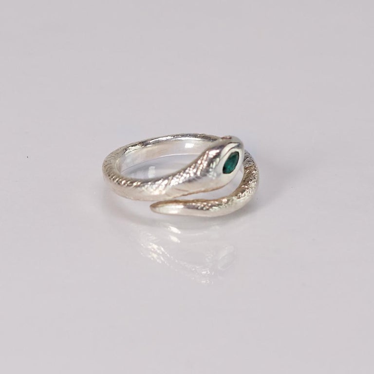 Emerald Ruby Snake Ring Silver Cocktail Style Animal J Dauphin For Sale ...