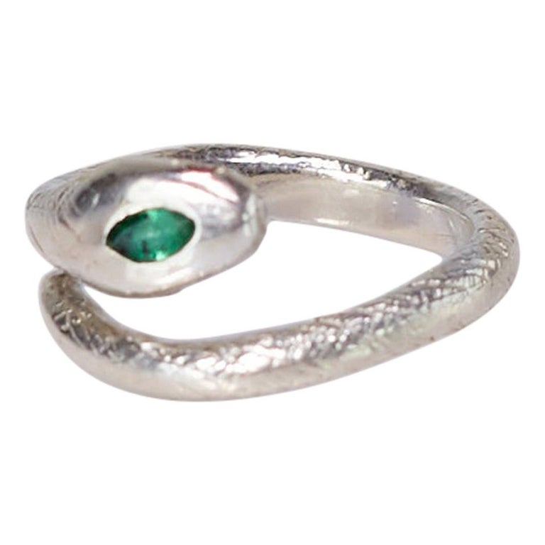 Emerald Ruby Snake Ring Sterling Silver Cocktail Style J Dauphin For ...