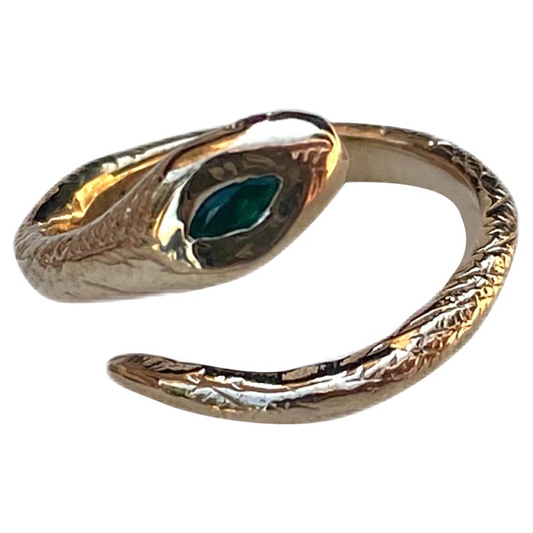 Emerald Snake Ring Ruby Victorian Style Bronze J Dauphin For Sale at ...