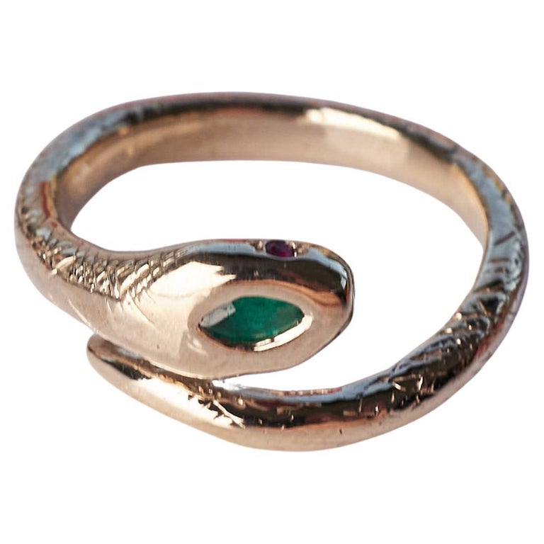 Emerald Ruby Snake Ring Victorian Style Cocktail Ring Bronze Open J ...