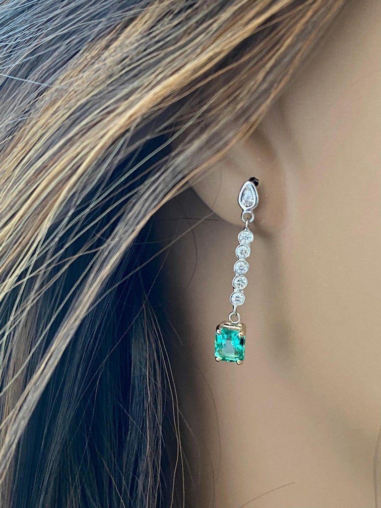 Emerald Shaped Emeralds Pear Diamonds and Diamond Linear Drops Gold ...