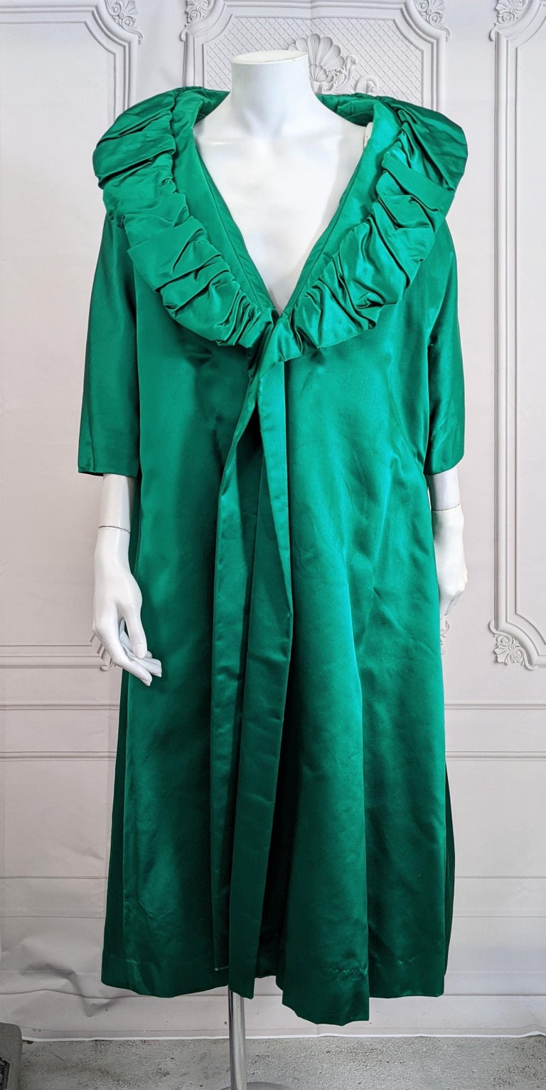 Emerald Silk Satin Opera Coat For Sale at 1stDibs