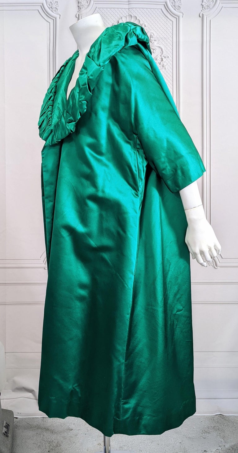 Emerald Silk Satin Opera Coat For Sale at 1stDibs