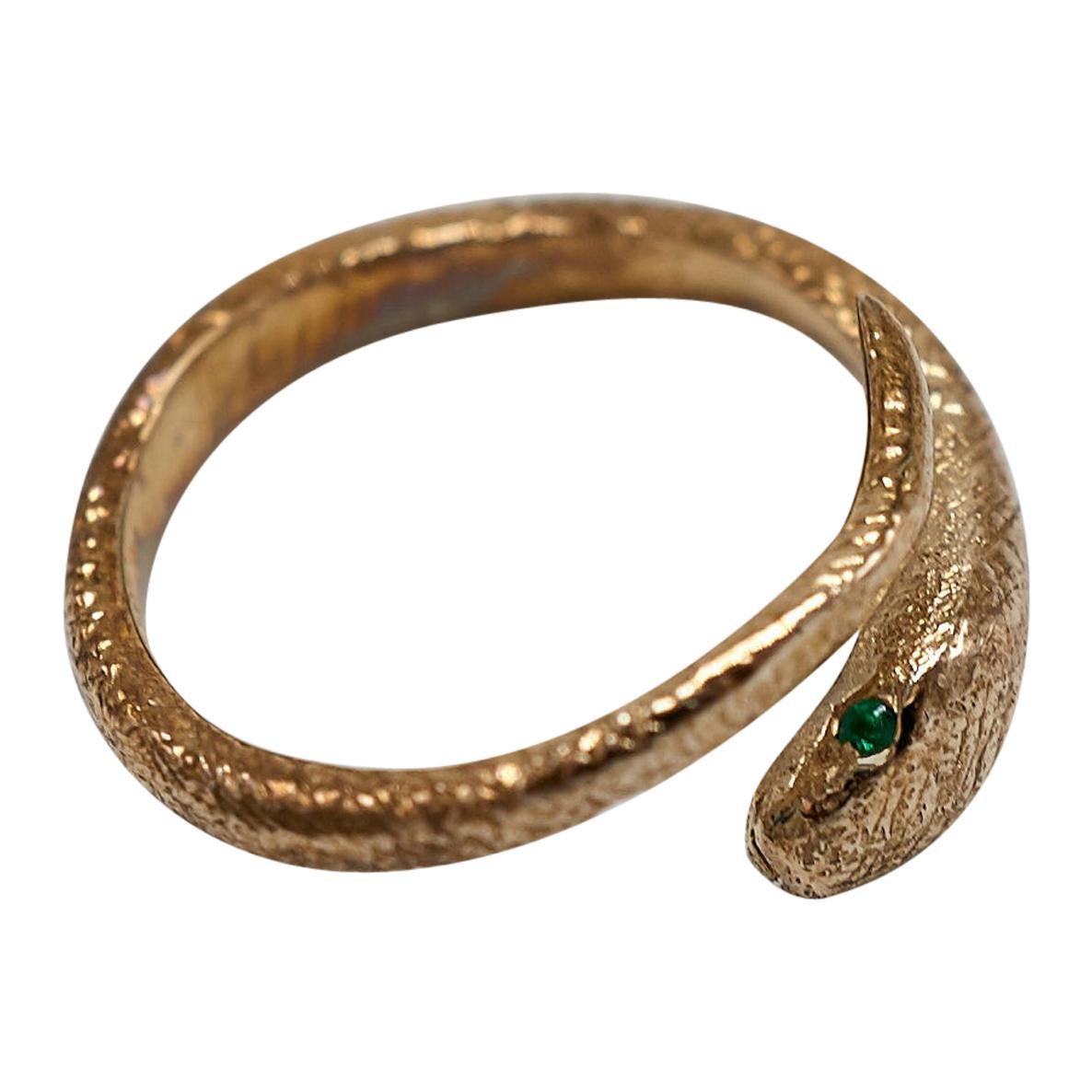 Emerald Snake Ring Cocktail Fashion Ring Bronze Animal Ring J Dauphin ...