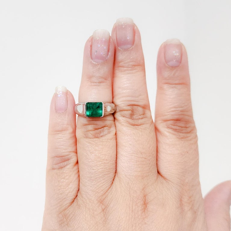 Emerald Solitaire Ring in Platinum For Sale at 1stDibs