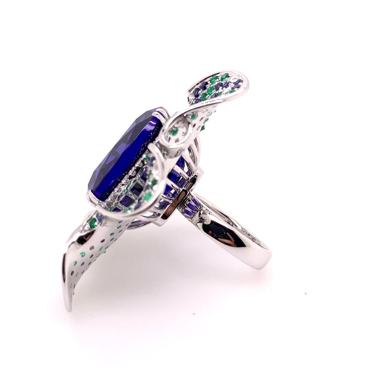Emerald Tanzanite Sapphire Diamond Convertible Ring into a Pendant For ...
