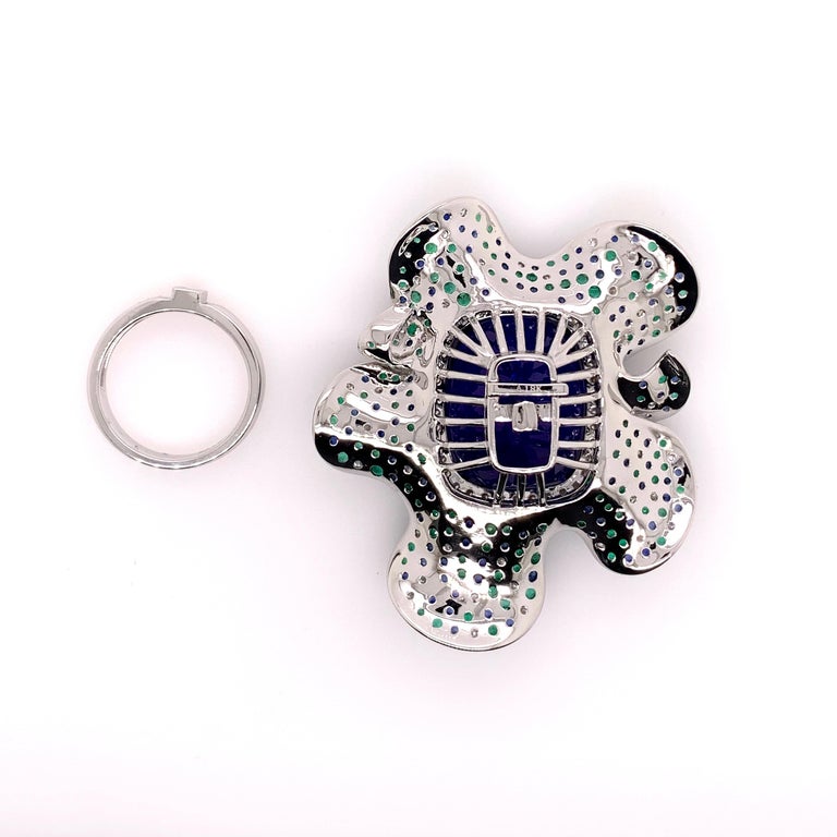 Emerald Tanzanite Sapphire Diamond Convertible Ring into a Pendant For ...