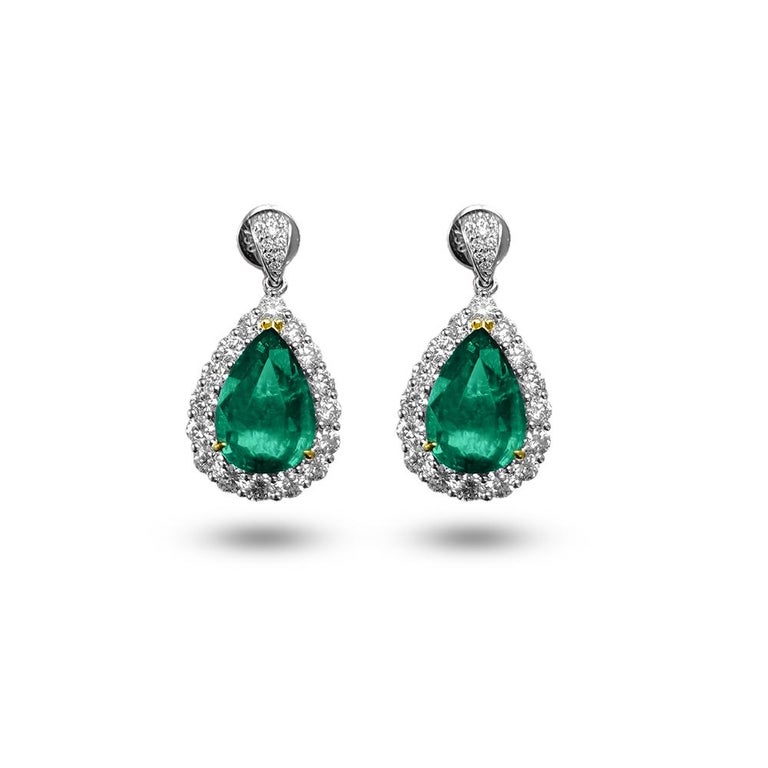Emerald Tear Drop Earrings, GIA Certified For Sale at 1stDibs