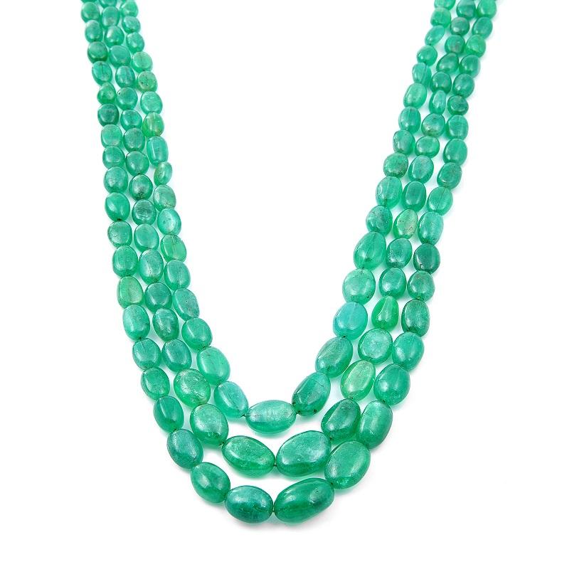 Russian Emerald Three Strand Necklace For Sale at 1stDibs | russian ...