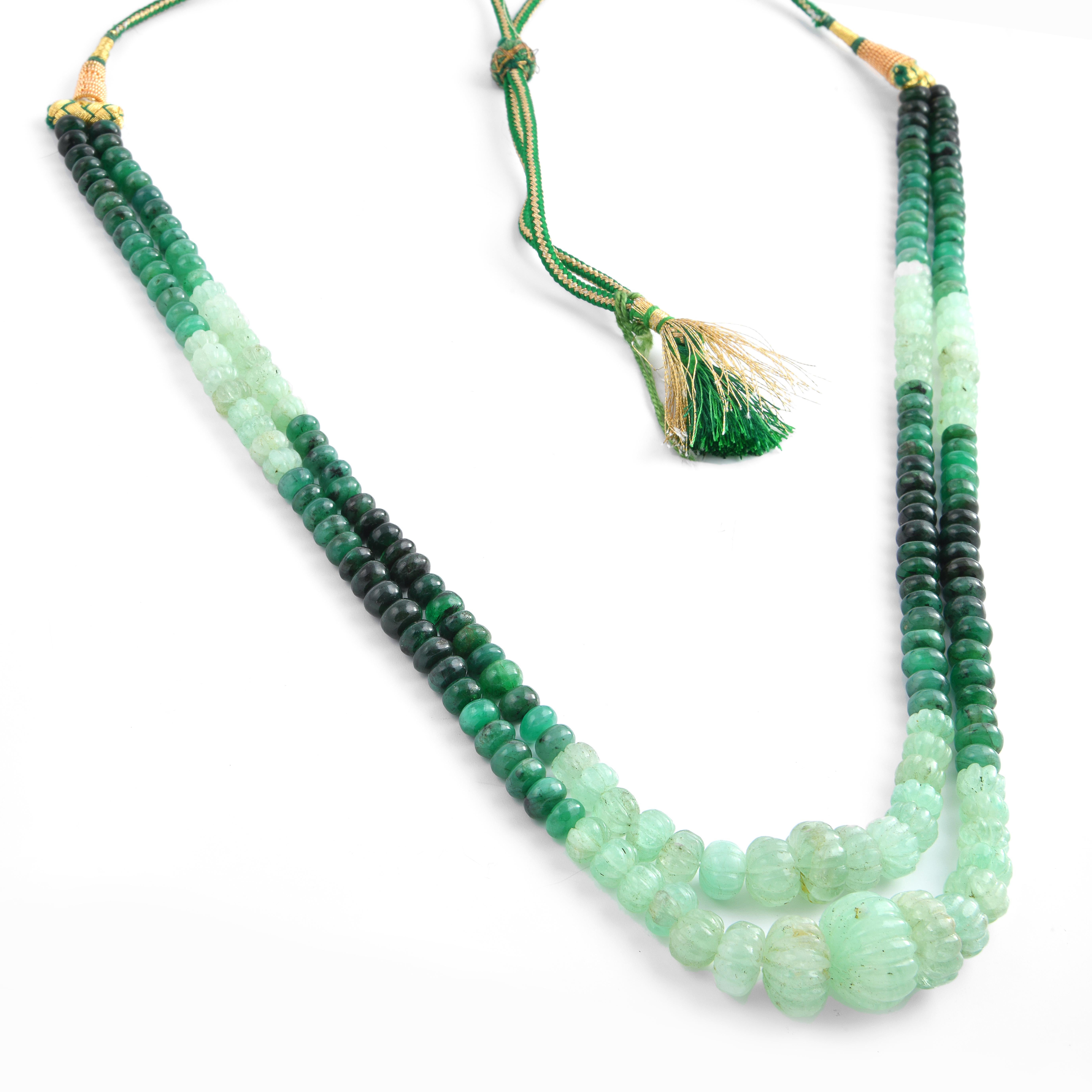 Russian Emerald Two Strand Necklace For Sale at 1stDibs | russian ...