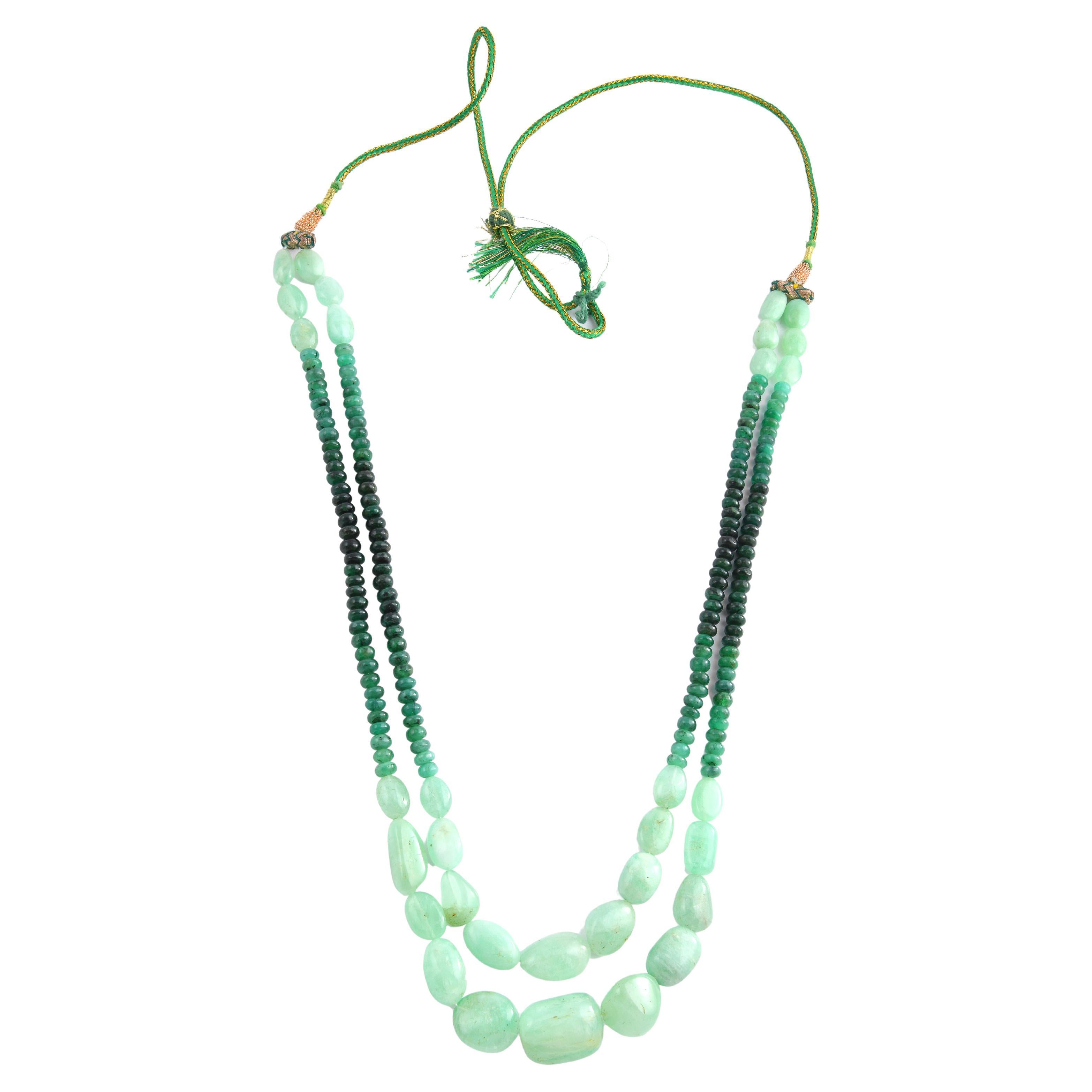Tiffany and Co., Emerald and Diamond Two Strand Necklace For Sale at ...