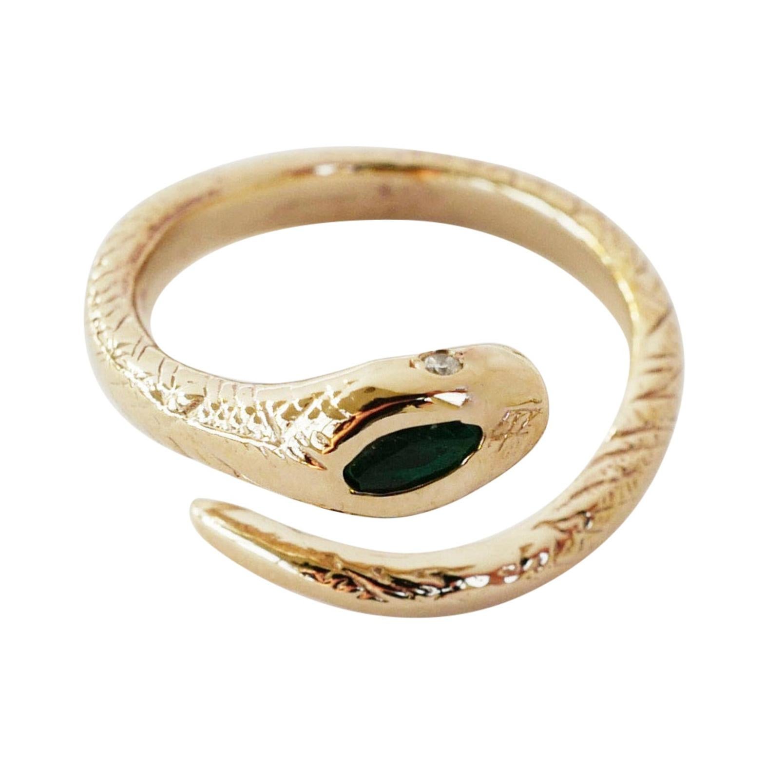 Emerald Gold Snake Ring Victorian Style Cocktail Ring J Dauphin For ...