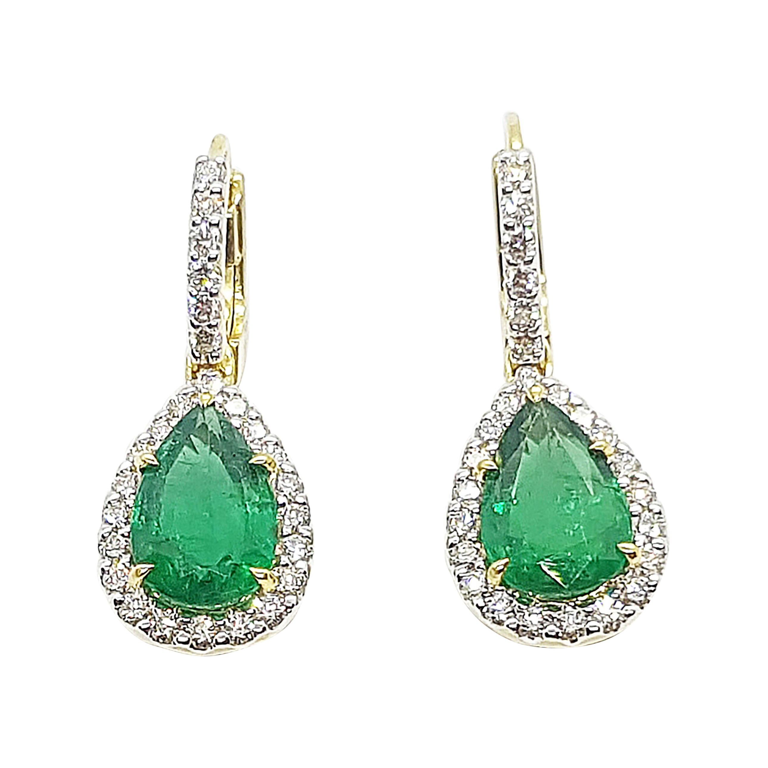 Exquisite Edwardian Emerald, Diamond, Platinum and Gold Earrings at 1stDibs
