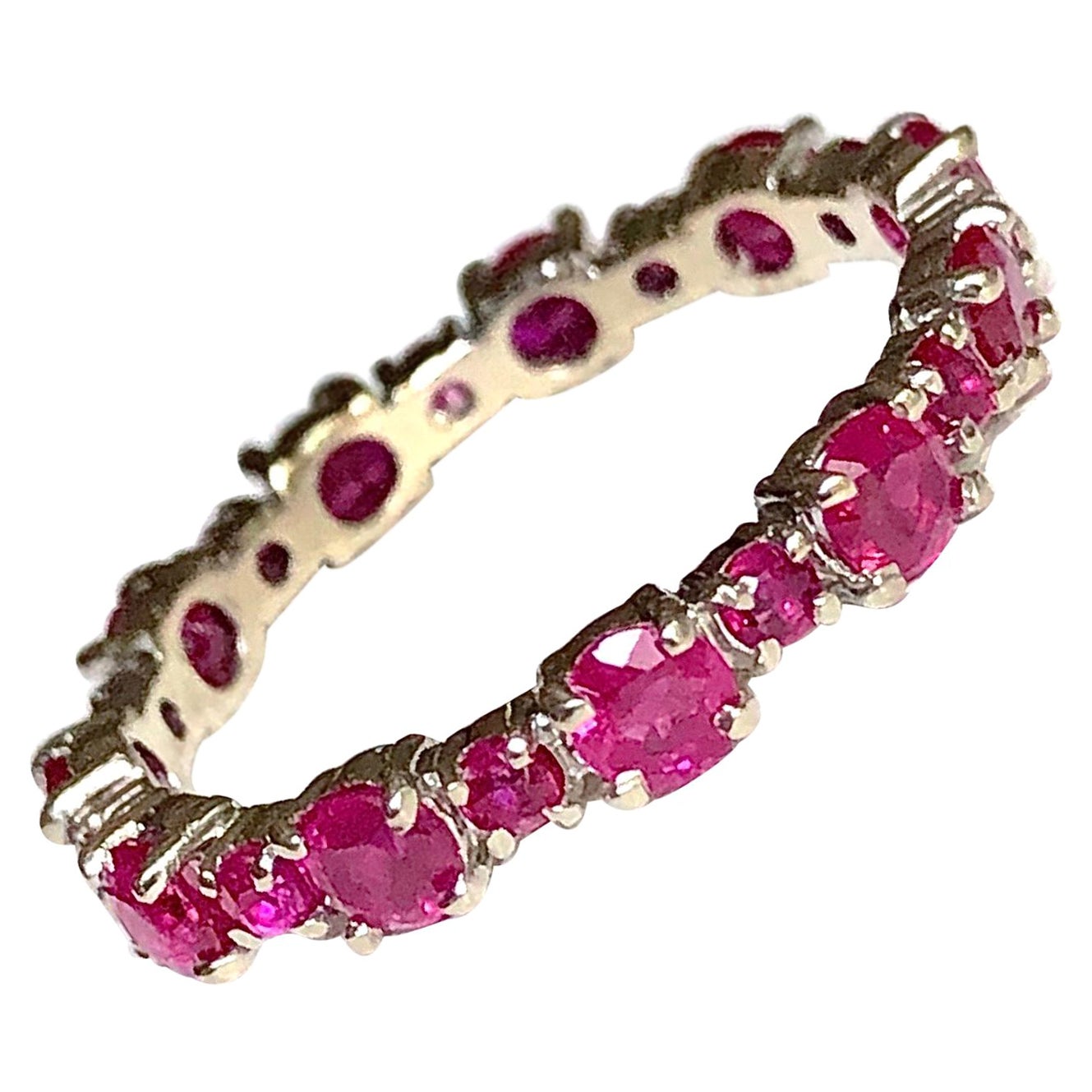 Stackable Ruby Diamonds Eternity Rings 14Kt Natural Vivid Reds Stacking ...
