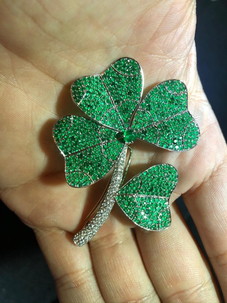 AENEA 6.27ct. Brazil Emeralds White Diamonds(F/VVS) White Gold ...