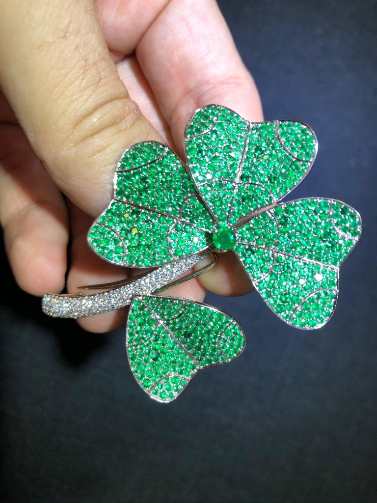 AENEA 6.27ct. Brazil Emeralds White Diamonds(F/VVS) White Gold ...