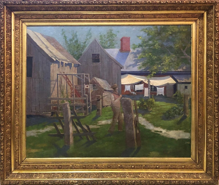 Emil Carlsen - "A Man in His Garden," Emil Carlsen, Backyard and Barn ...