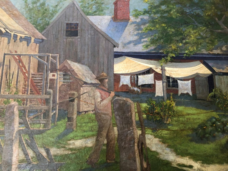 Emil Carlsen - "A Man in His Garden," Emil Carlsen, Backyard and Barn ...