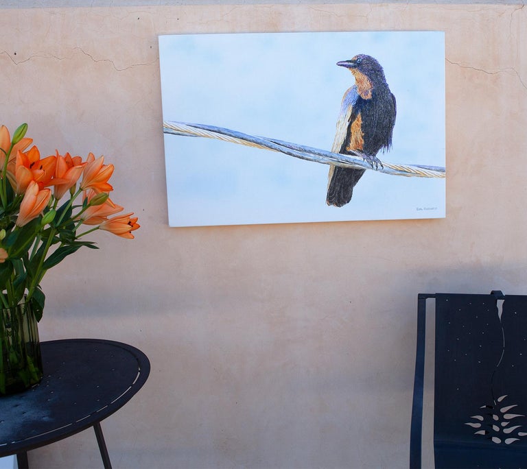 Emil Morhardt - Crow on a Wire, Original Painting For Sale at 1stDibs
